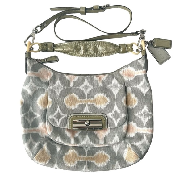 Coach | Bags | Coach Kristin Ikat Op Art Print Hobo Bag In Metallic ...